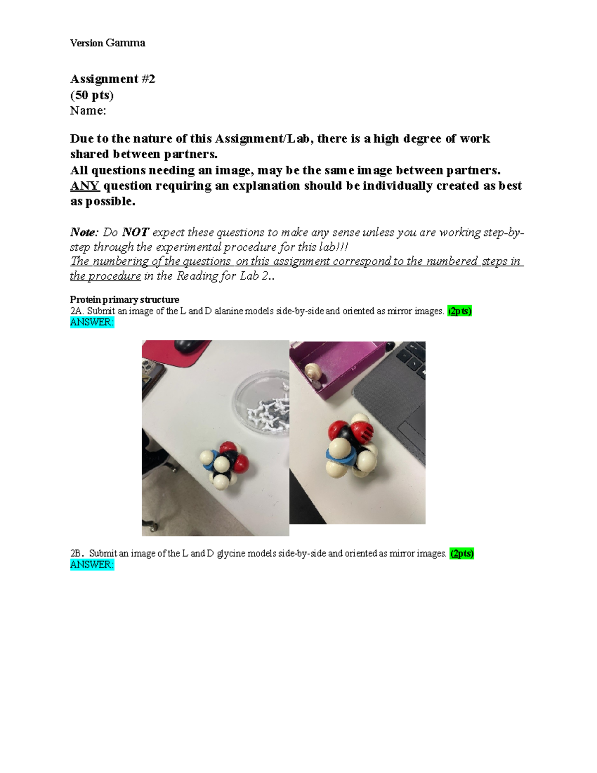Homework 2 - aSSIGNMENT 2 - Assignment (50 pts) Name: Due to the nature ...