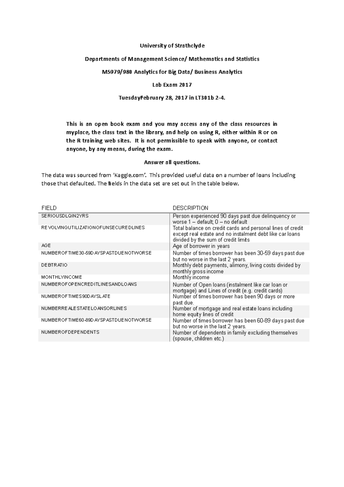 Lab Exam 2017 - R lab exam - University of Strathclyde Departments of ...