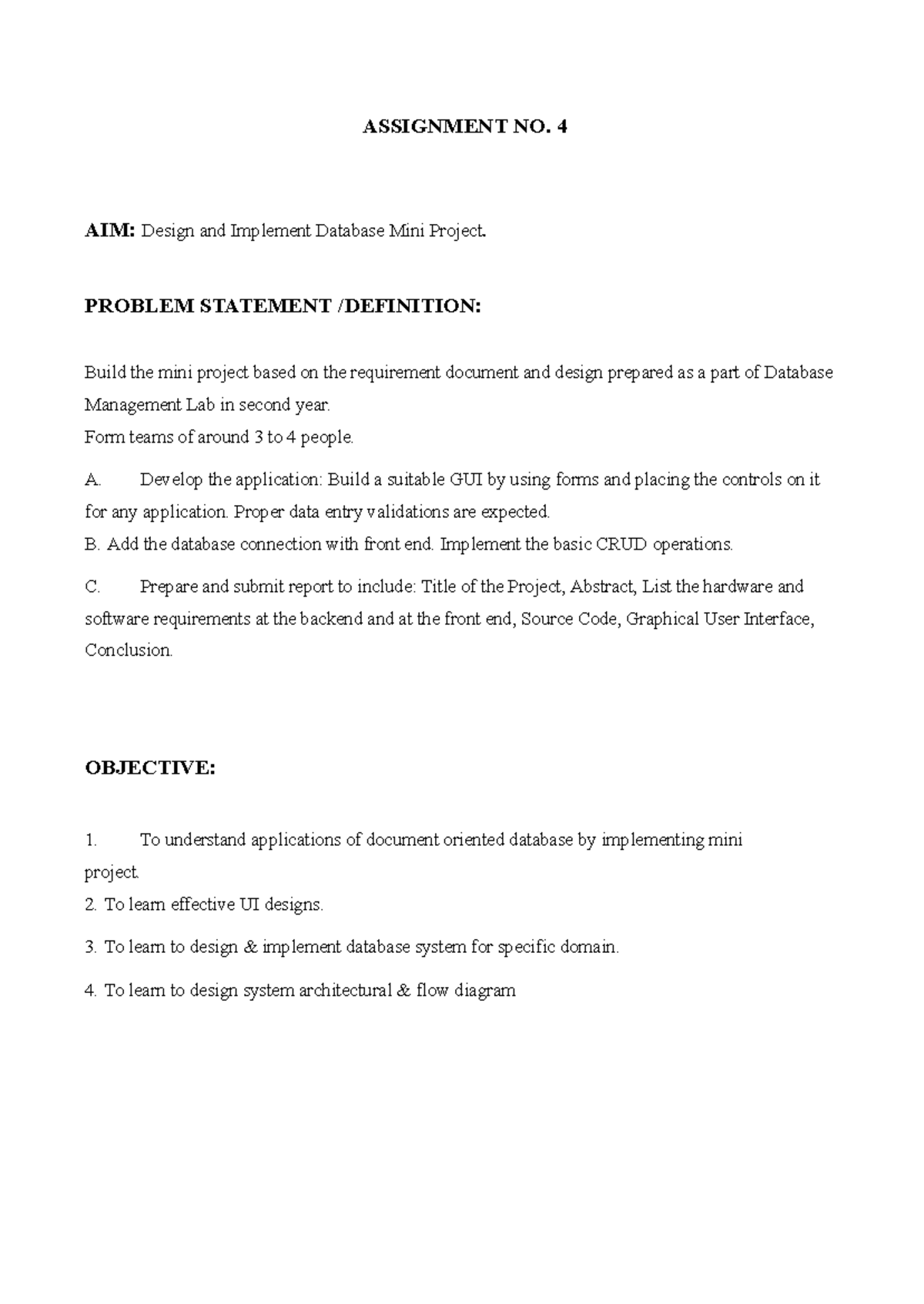 Rutwik adbms report final - ASSIGNMENT NO. 4 AIM: Design and Implement Database Mini Project ...