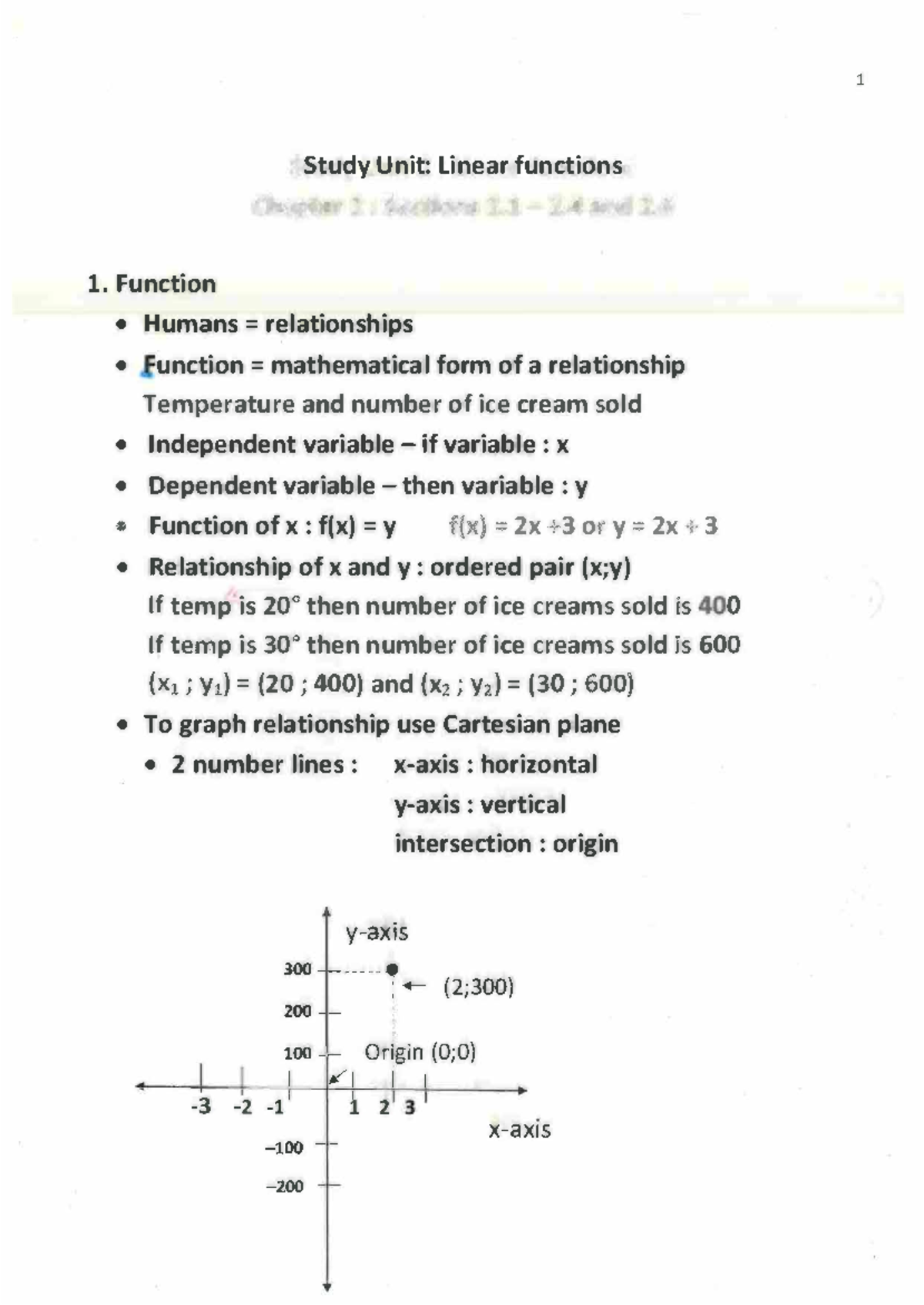 Linear Functions - Function Study Unit: Linear functions Humans ...