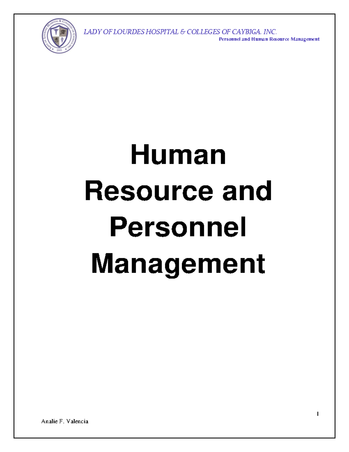 Personnel and Human Resource Management - Personnel and Human Resource ...
