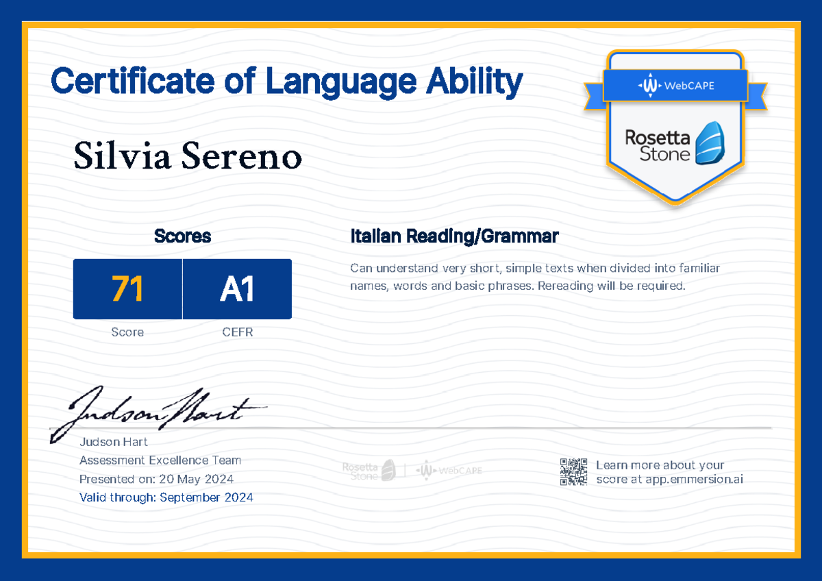 Silvia Sereno-Italian Reading Grammar - Certificate of Language Ability ...