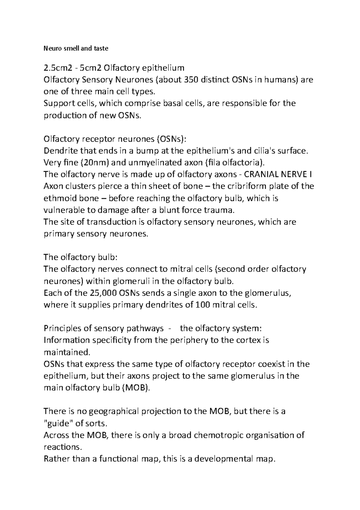 Neuro smell and taste - This is a subtopic in Biomedical science ...