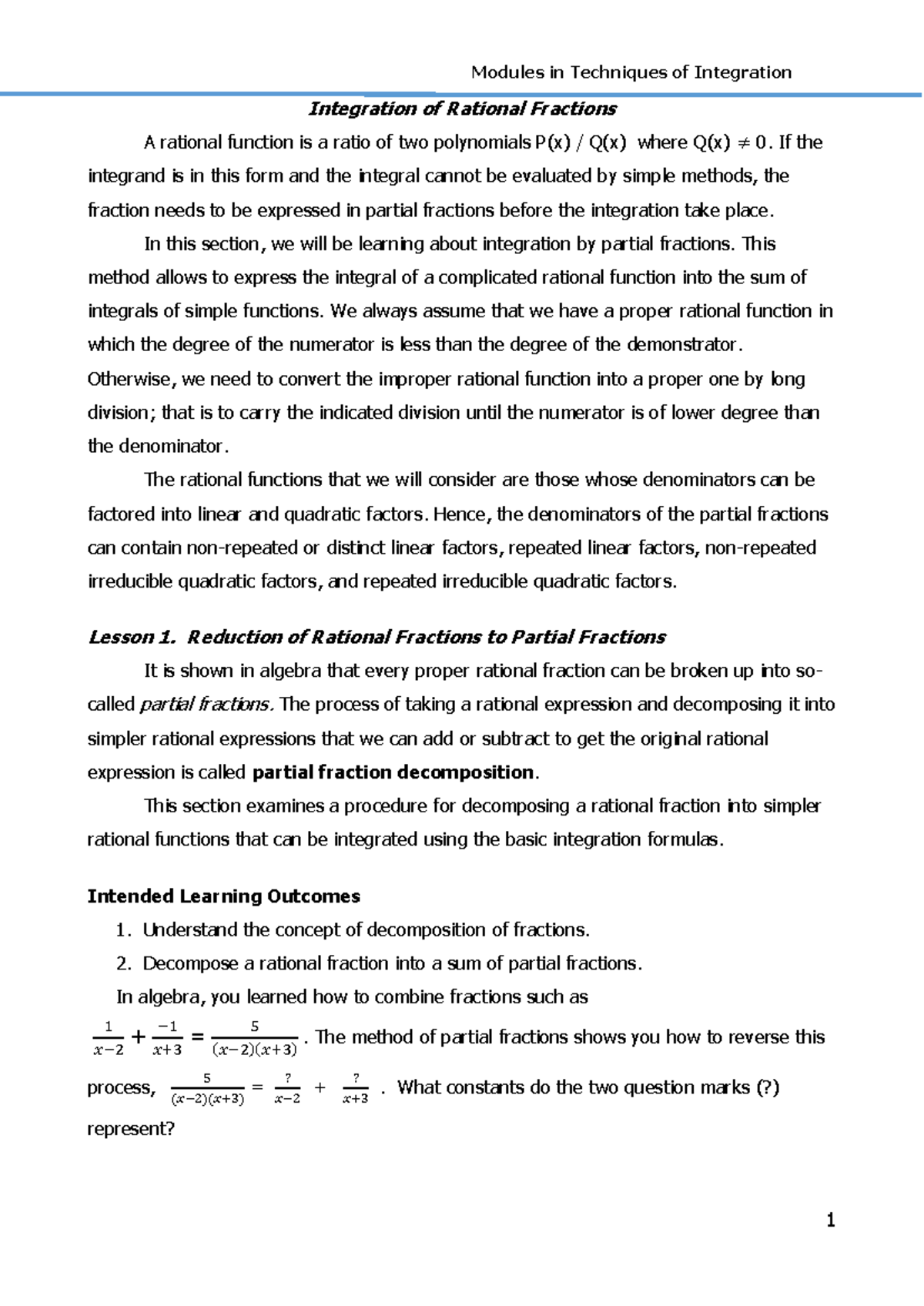 Integration of Rational Fractions - If the integrand is in this form ...