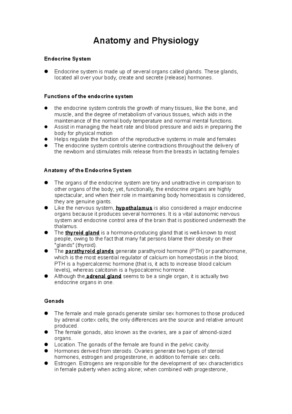 Anatomy and Physiology- Endocrine System - Anatomy and Physiology ...