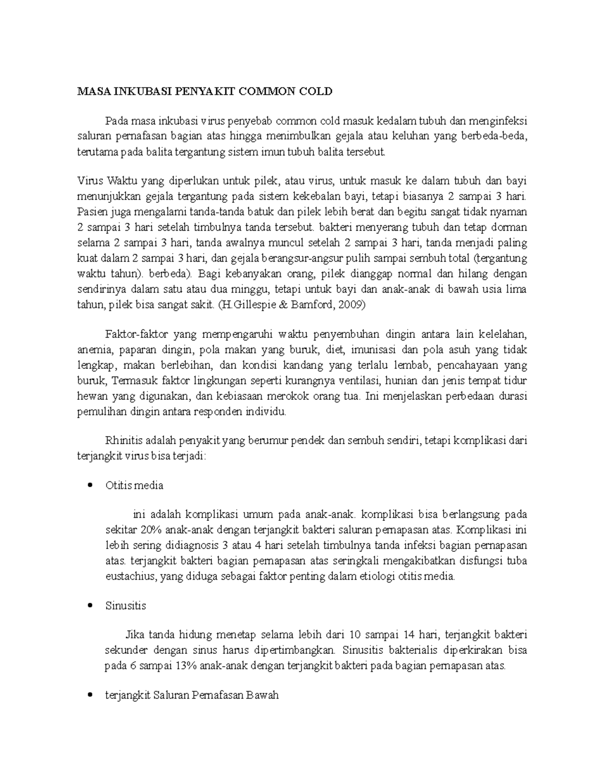 Masa Inkubasi Penyakit Common Cold - MASA INKUBASI PENYAKIT COMMON COLD ...