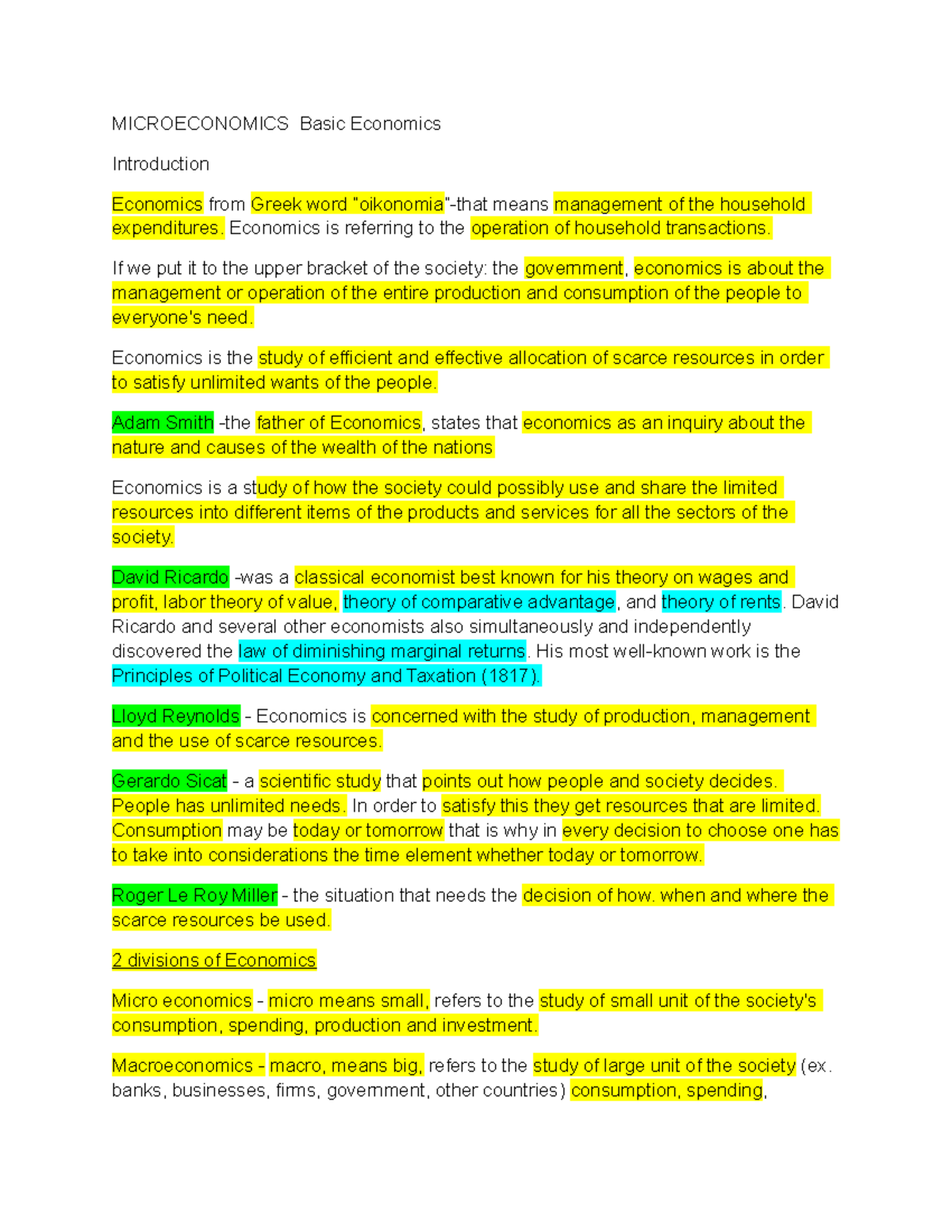 Reviewer 2 microeconomics - MICROECONOMICS Basic Economics Introduction ...
