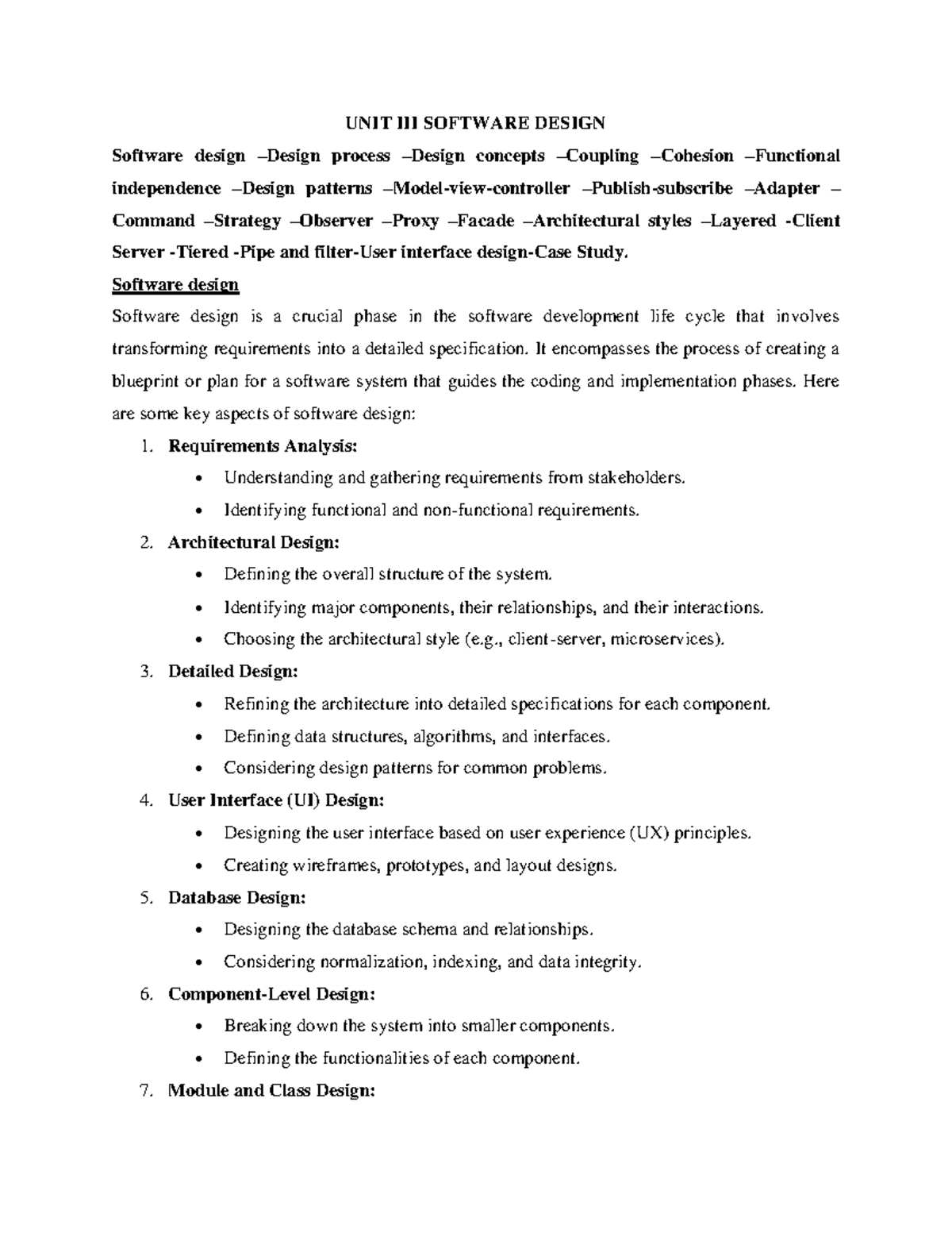 Unit 3 new - unit 3 - UNIT III SOFTWARE DESIGN Software design – Design ...