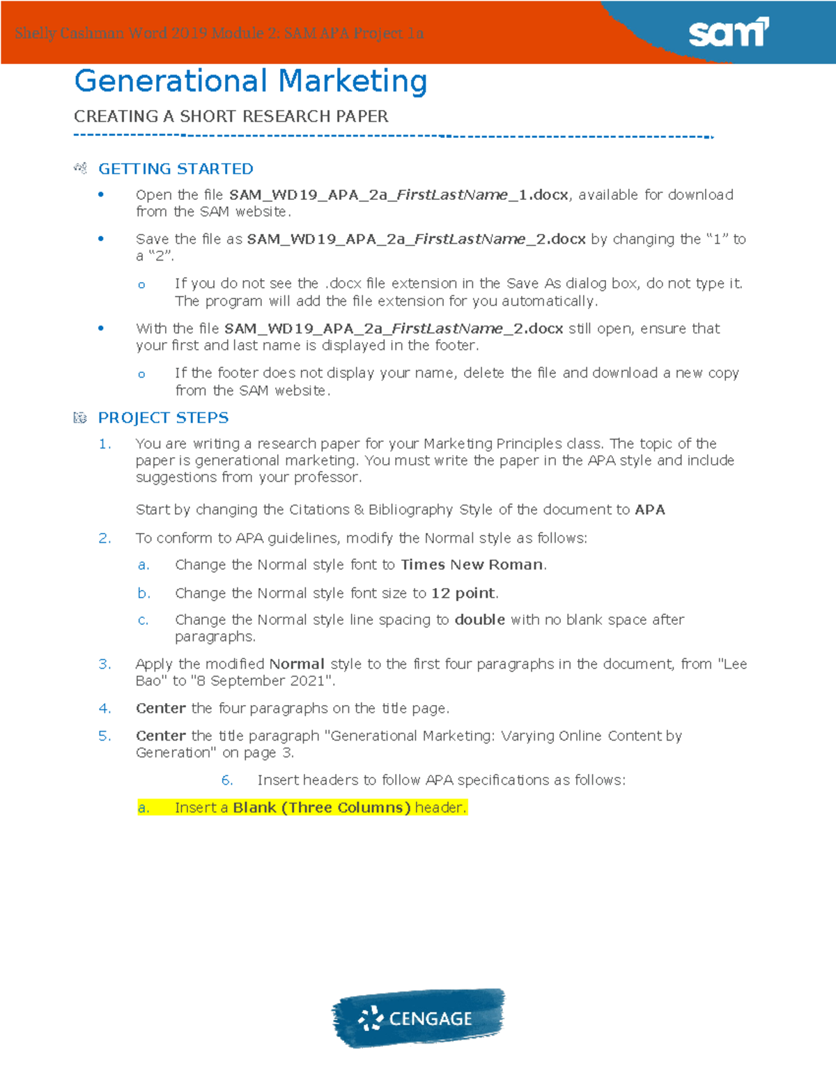 Instructions SAM WD19 APA M2 1a - Generational Marketing CREATING A ...