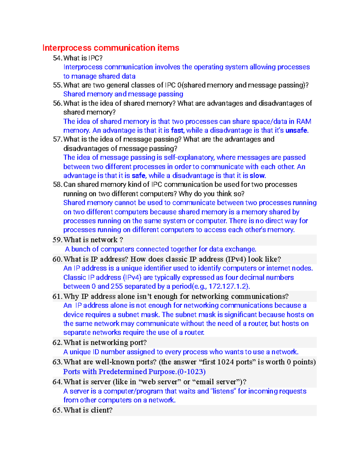 CSCI 340 Review for IPC - CSCI 340 detailed definitions for ...