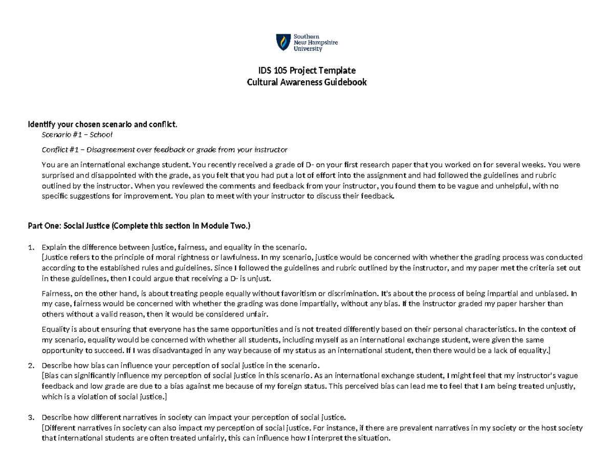 IDS 105 Proj. Temp. Module 2 - IDS 105 Project Template Cultural Awareness Guidebook Identify ...