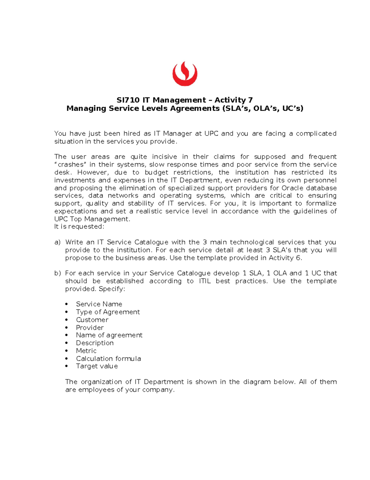 SI710 - Activity 7 Week 10 - SI710 IT Management – Activity 7 Managing ...