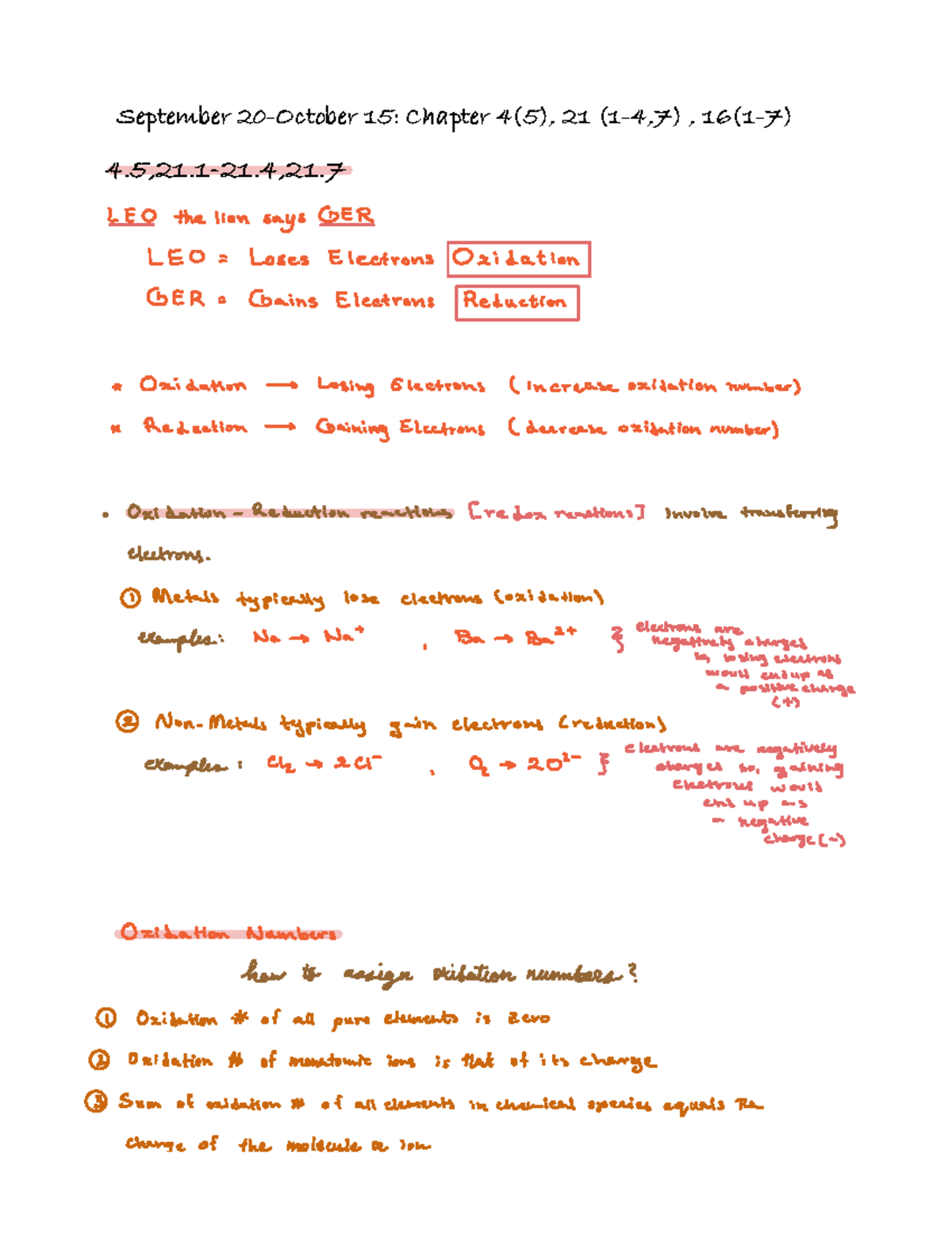 Week 5-8 CHEM 124 - chem - LEO the lion says GER LEO Loses Electrons ...