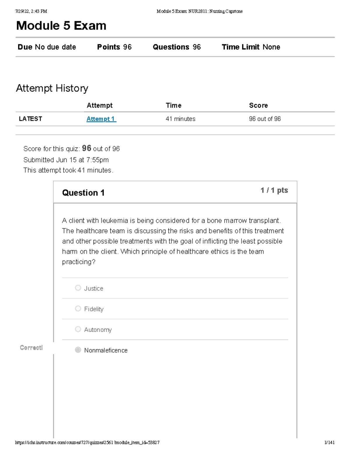 Module 5 Exam NUR2811 Nursing Capstone - Module 5 Exam Due No due date ...