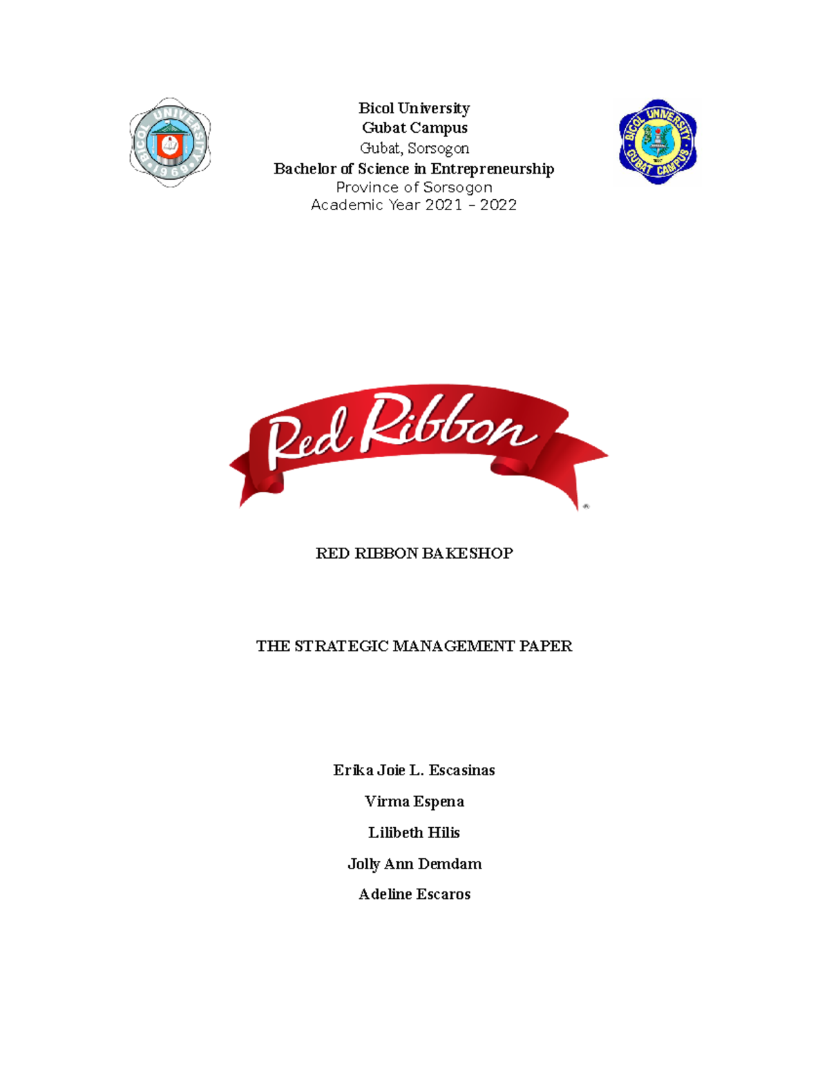 Strategic-Management-Paper - Bicol University Gubat Campus Gubat ...