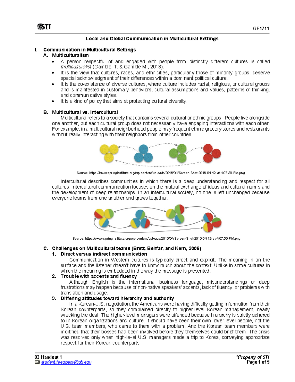 Local and Global Communication in Multicultural Settings ...