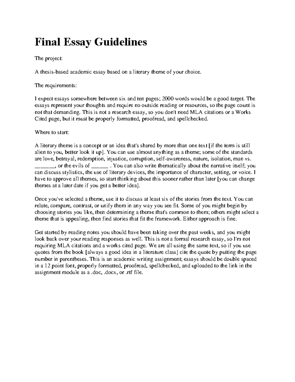 Final Essay Guidelines - ENG 243 - CSN - Studocu