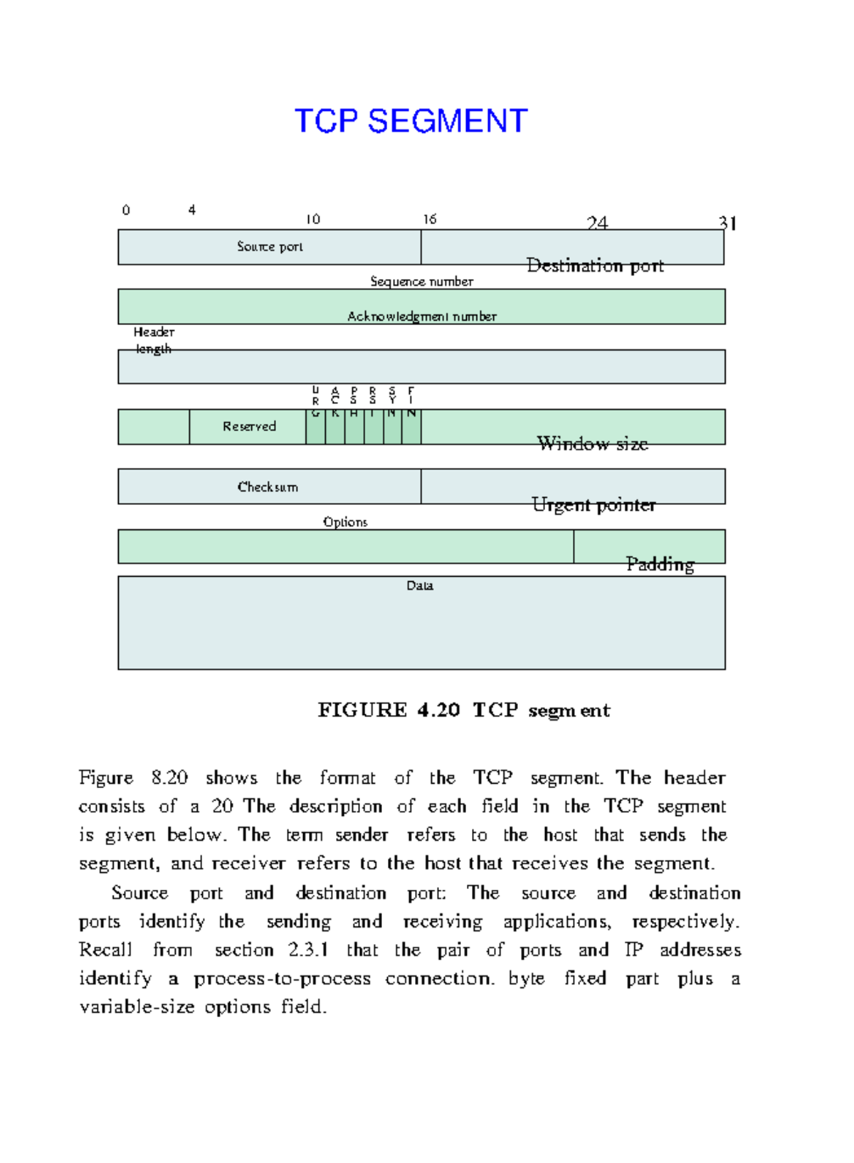 Tcp Segment Hjnn 0 4 Source Port Header Length Reserved Checksum