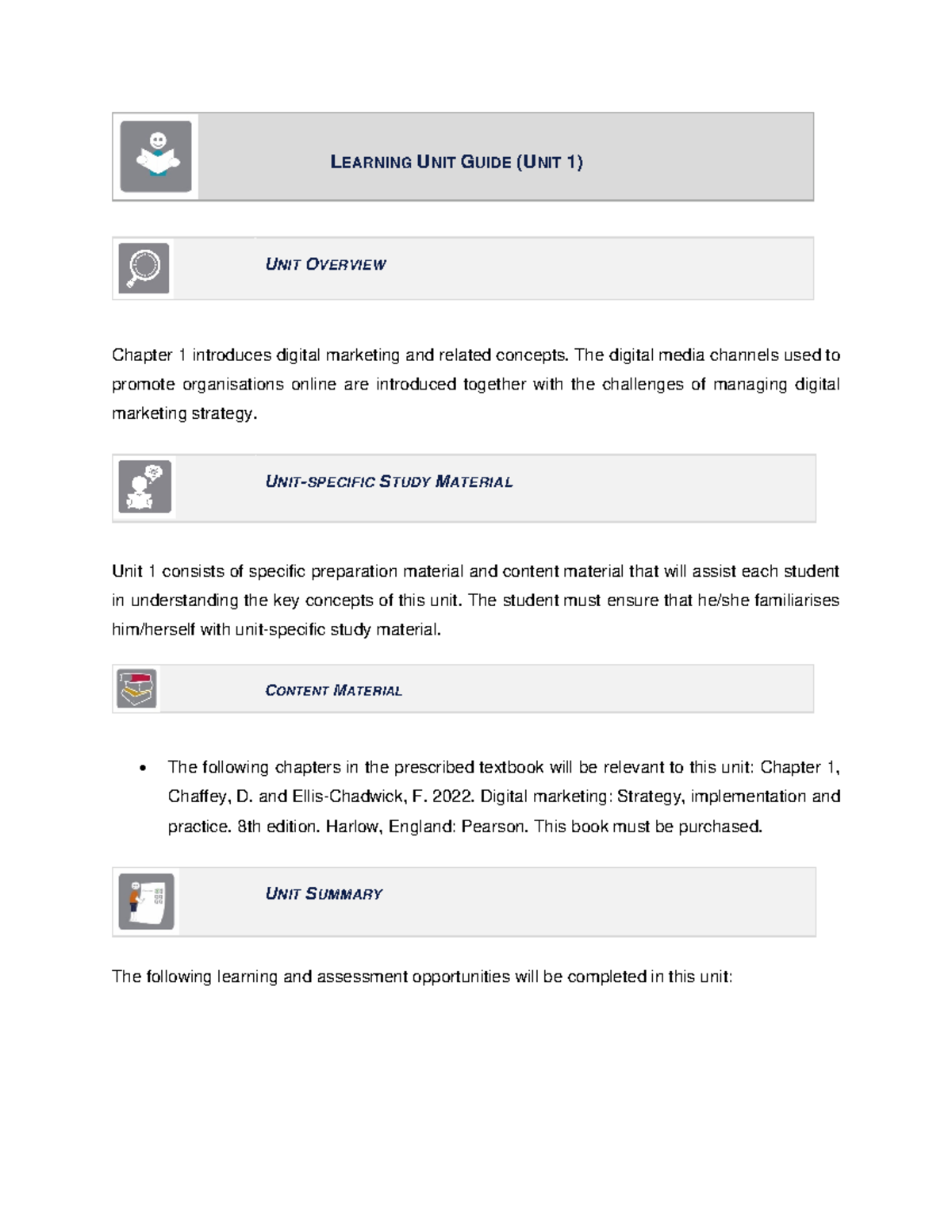 EBMA 3725 Learning Unit 1 - chapter 1 - LEARNING UNIT GUIDE (UNIT 1 ...