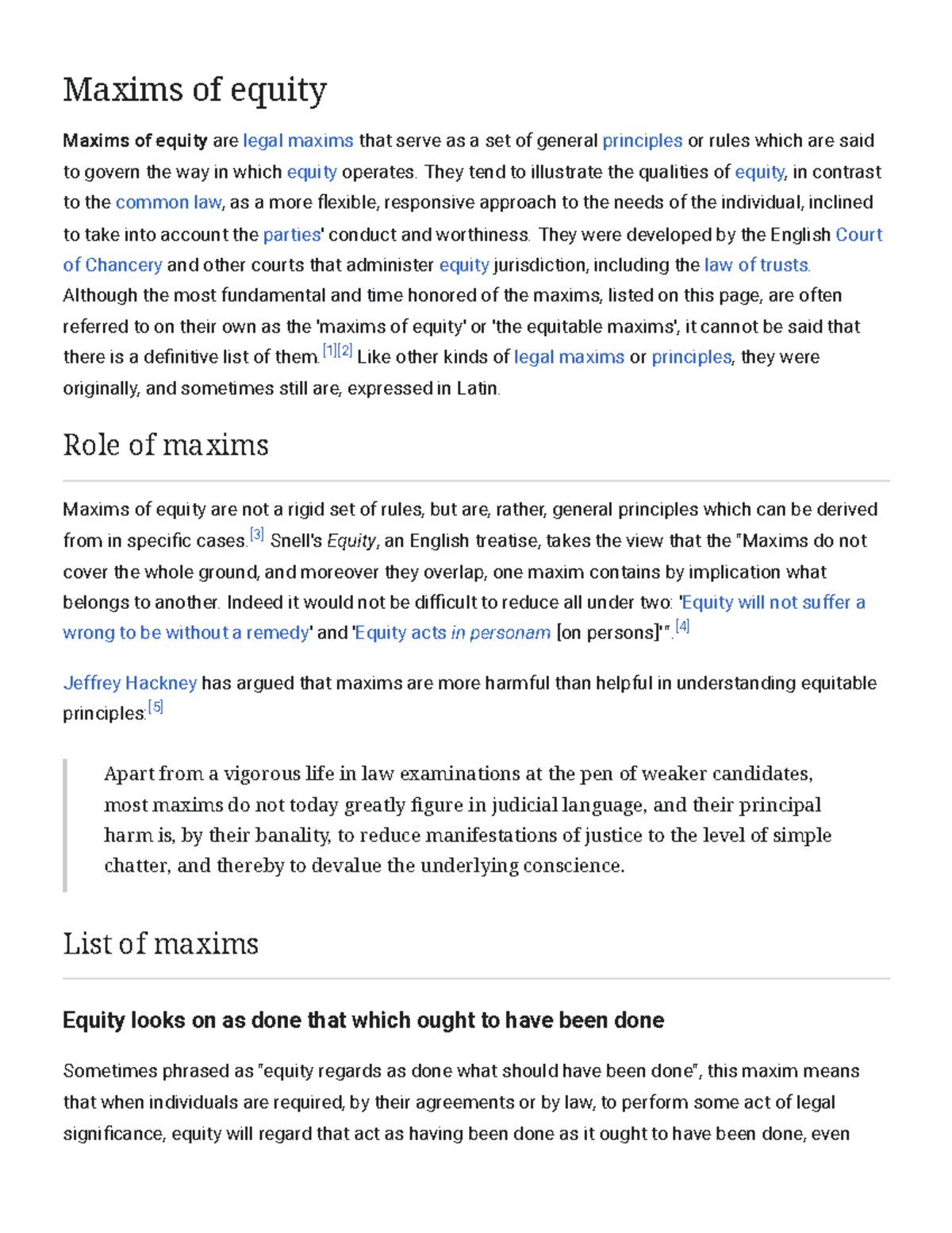 Maxims of equity - Wikipedia - Maxims of equity Maxims of equity are ...