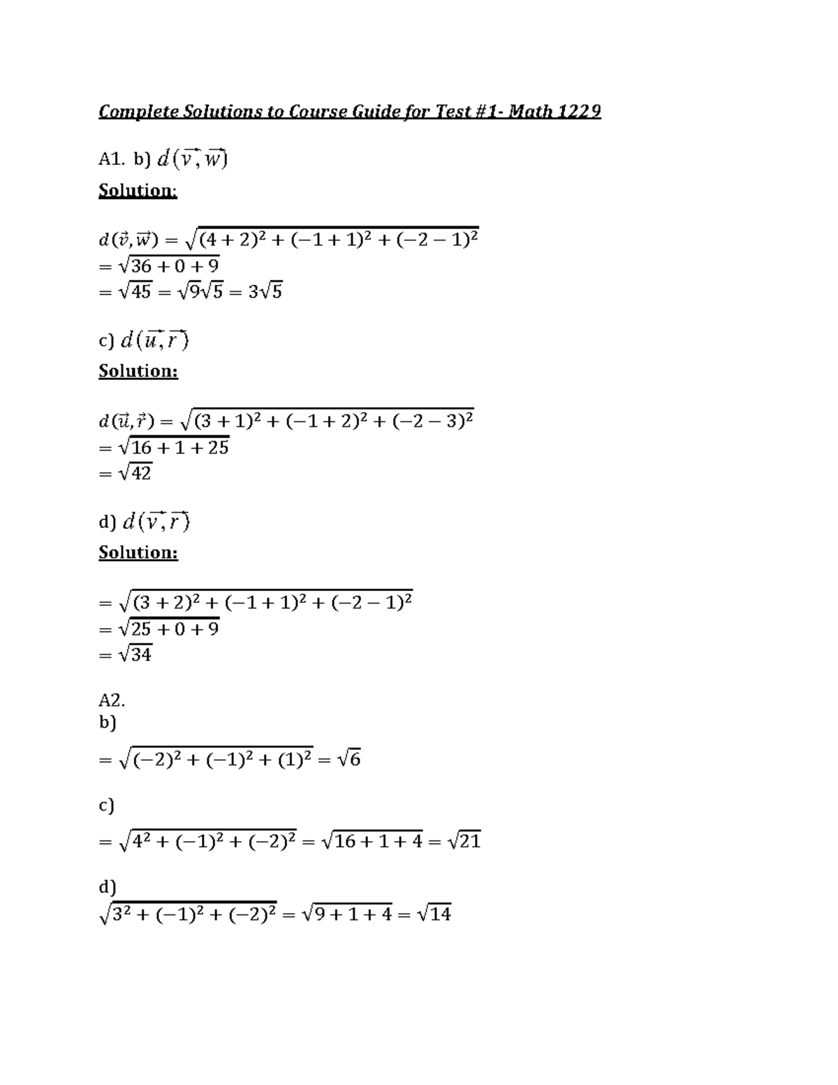 Math1229T1Booklet Solutions Fall 2017-1 - Complete Solutions to Course ...