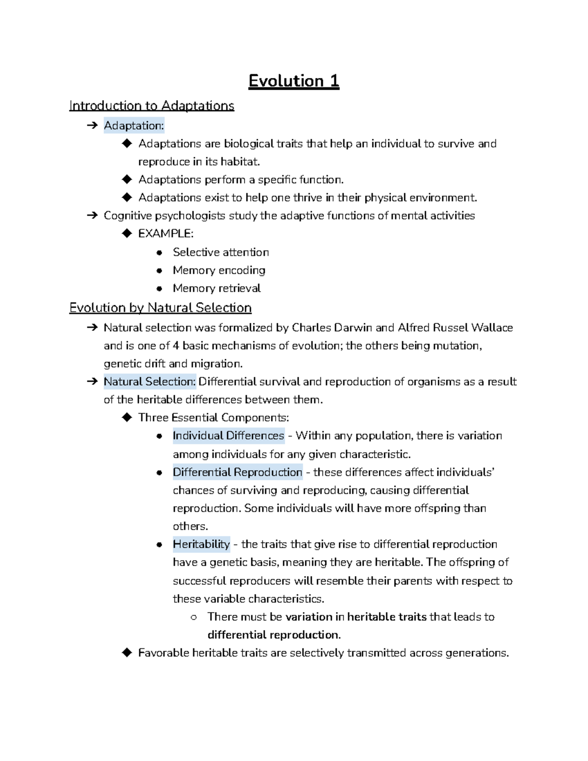 Evolution 1 & 2 - Evolution 1 Introduction to Adaptations Adaptation ...