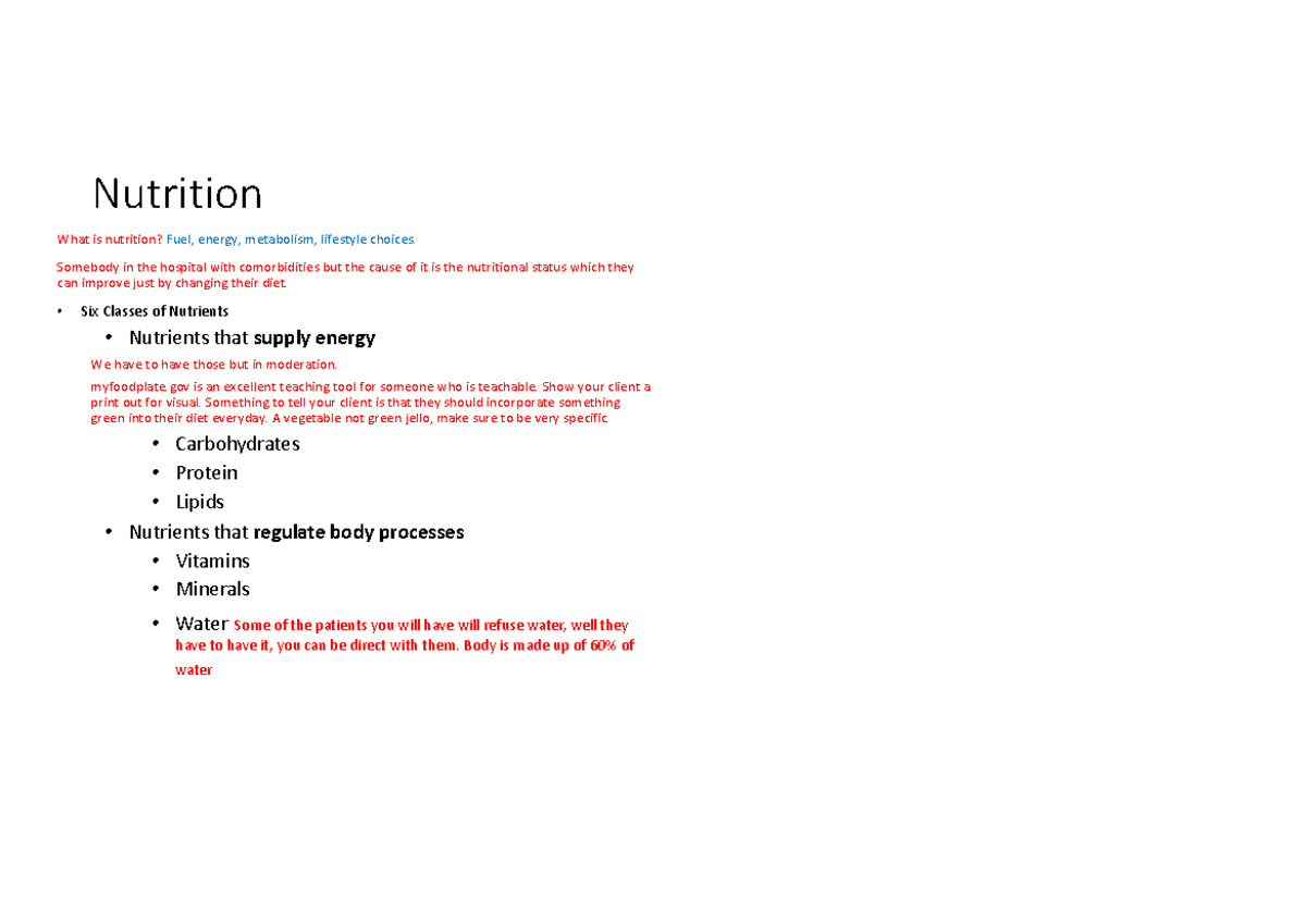 Nutrition PPT with notes - Nutrition What is nutrition? Fuel, energy ...