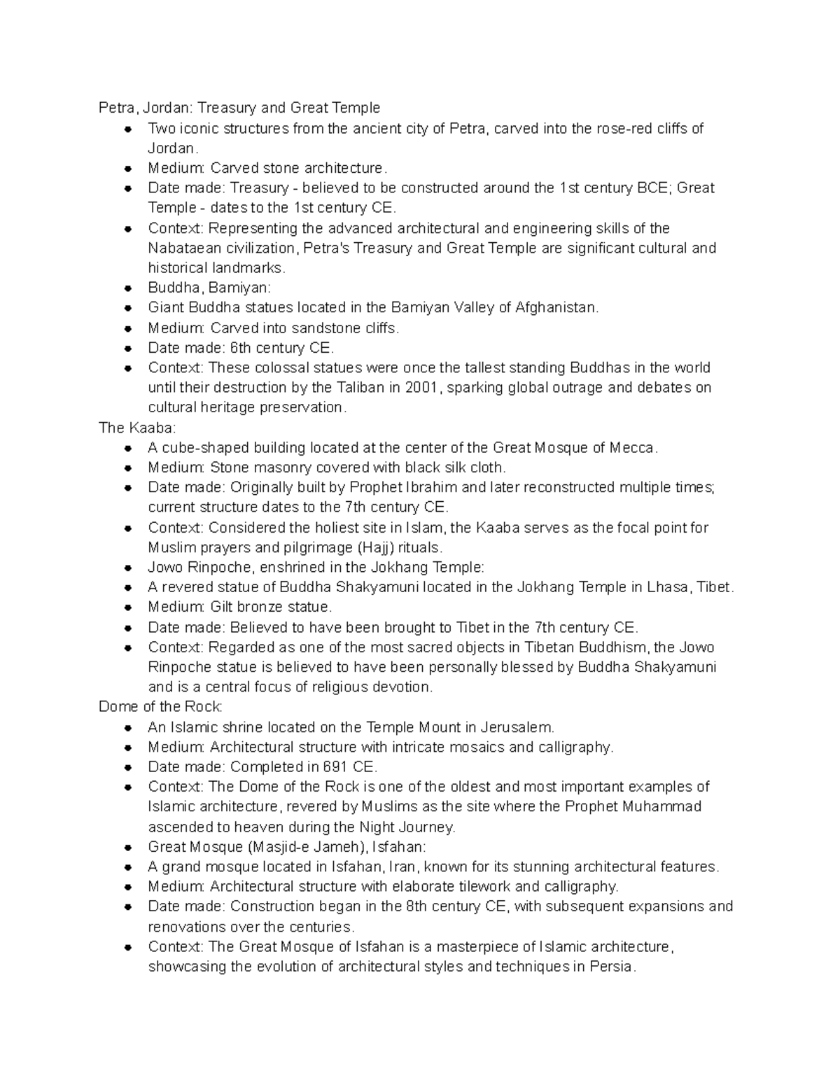 AP ART History Unit 7 8 Notes - Google Docs - Petra, Jordan: Treasury ...