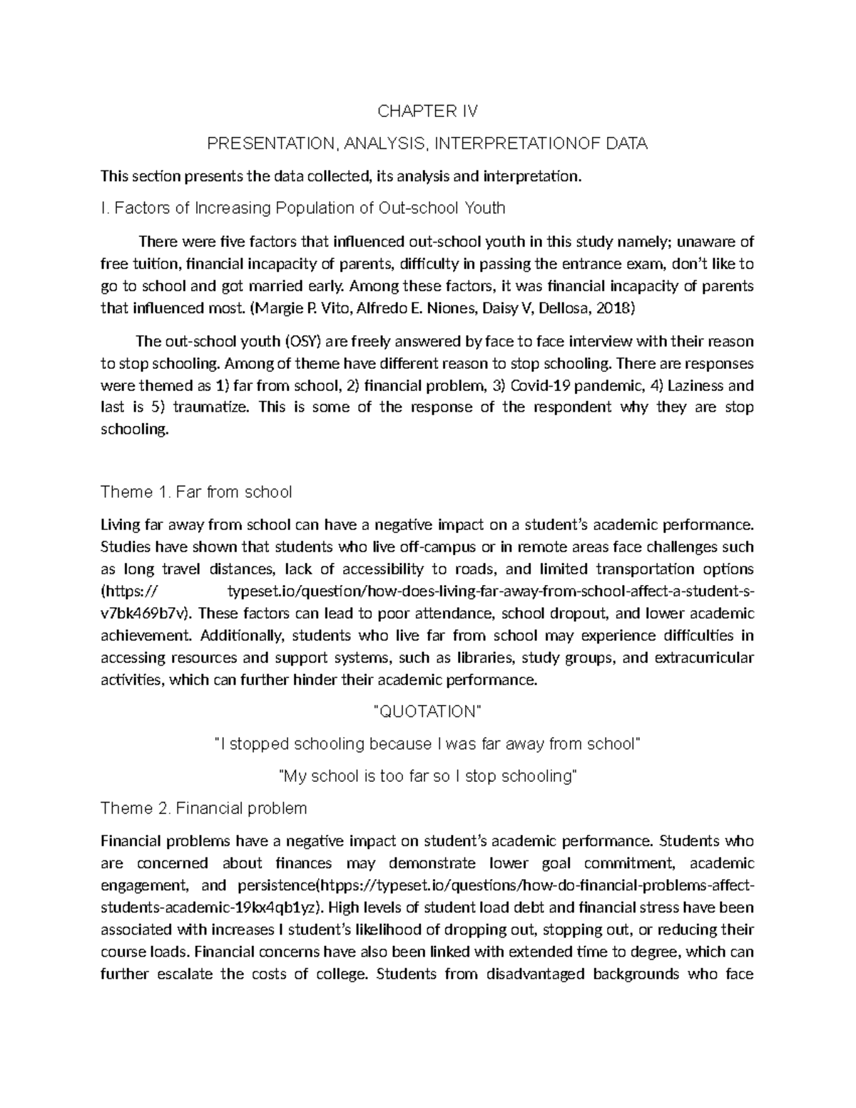 Chapter IV - CHAPTER IV PRESENTATION, ANALYSIS, INTERPRETATIONOF DATA ...