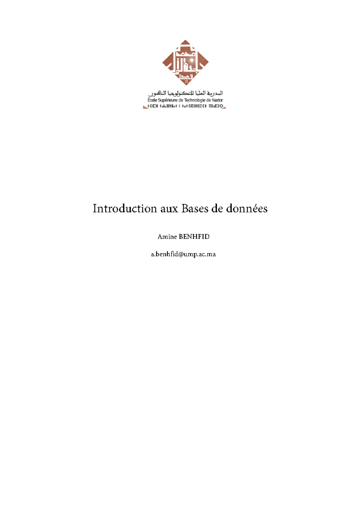 Sql - Summary base donnees - Introduction aux Bases de données Amine ...