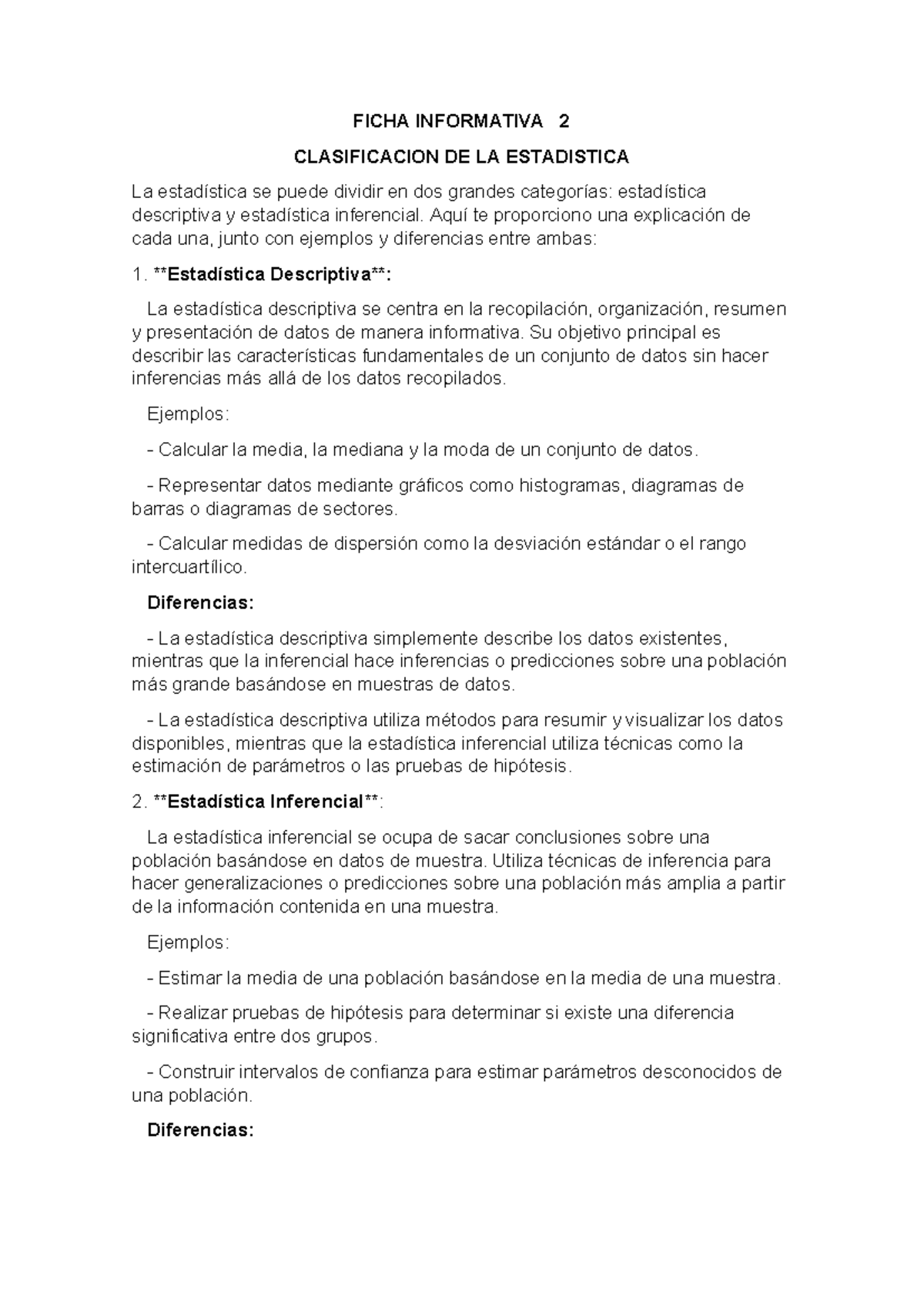 Ficha informativa 2 - FICHA INFORMATIVA 2 CLASIFICACION DE LA ...