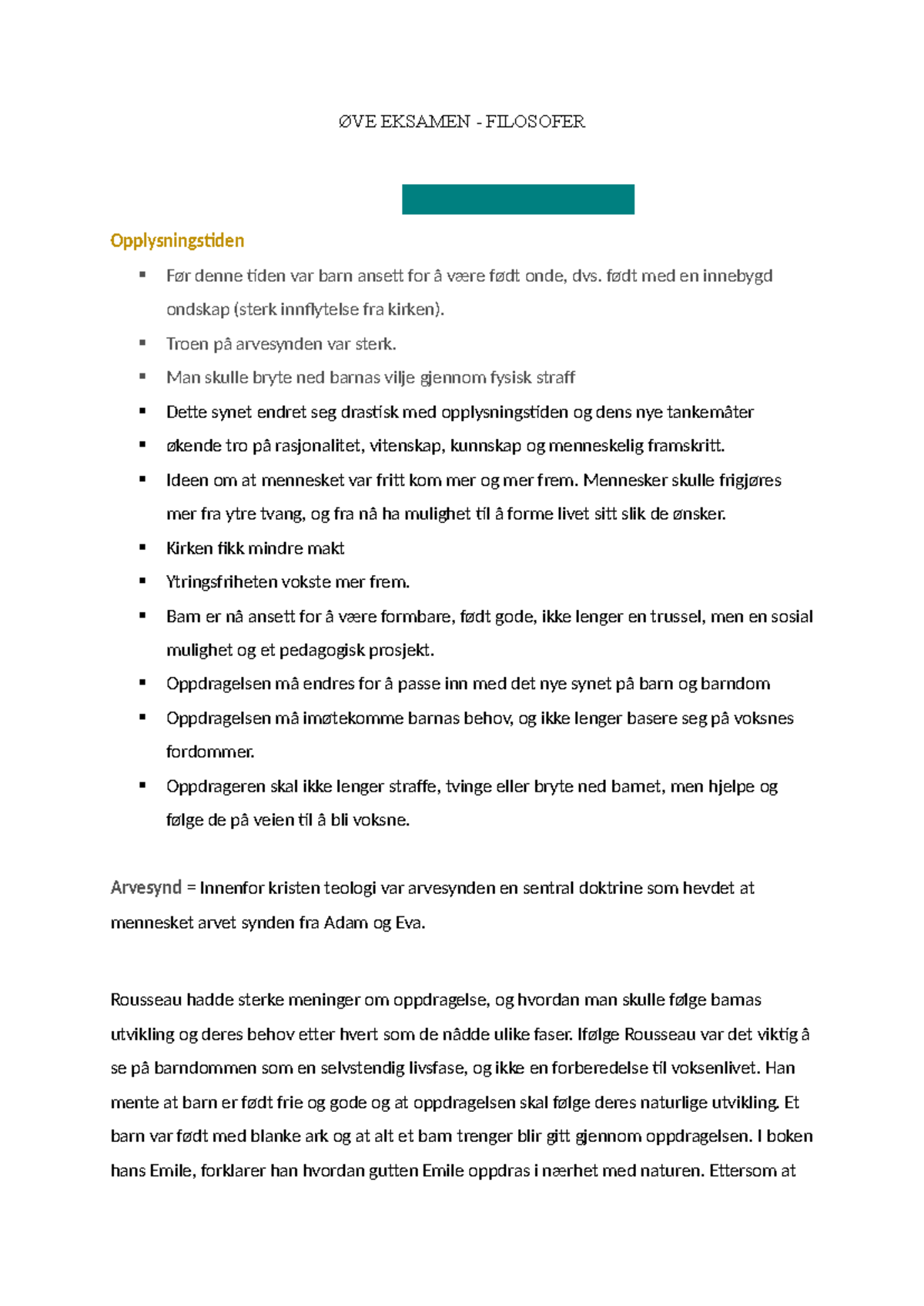 Viktige filosofer - ØVE EKSAMEN - FILOSOFER RRRRRRRR Opplysningstiden ...