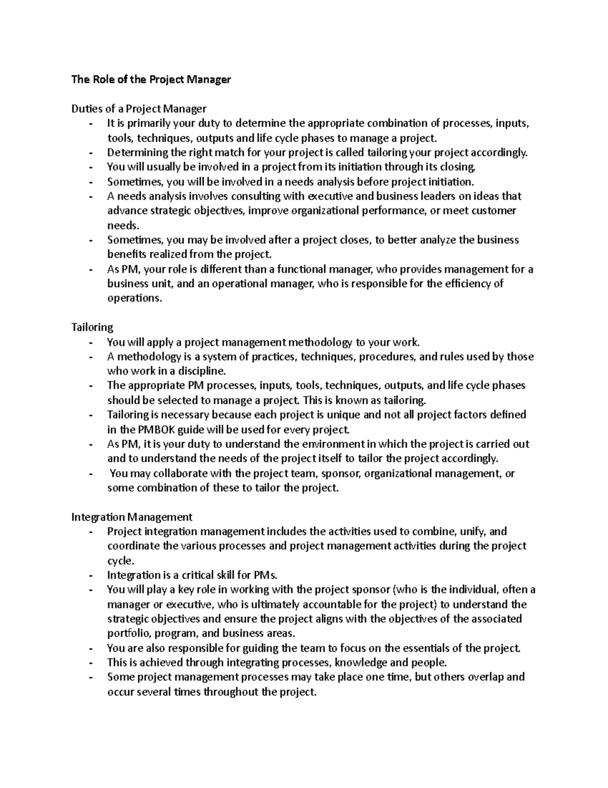 Module 3 - The Role of the Project Manager - COBA 3200 - Douglascollege ...