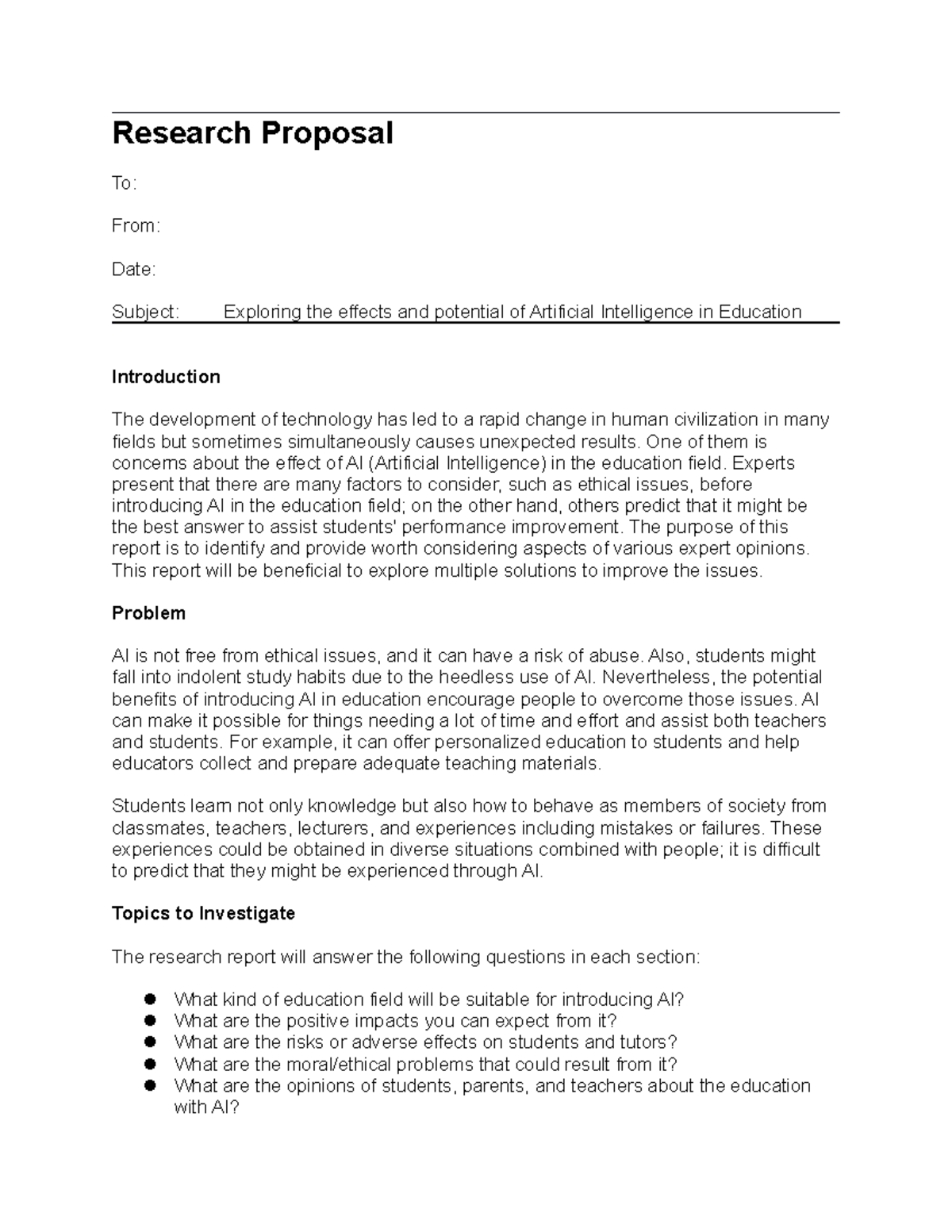 Research Proposal - SST- 1 - Fanshawe - Studocu