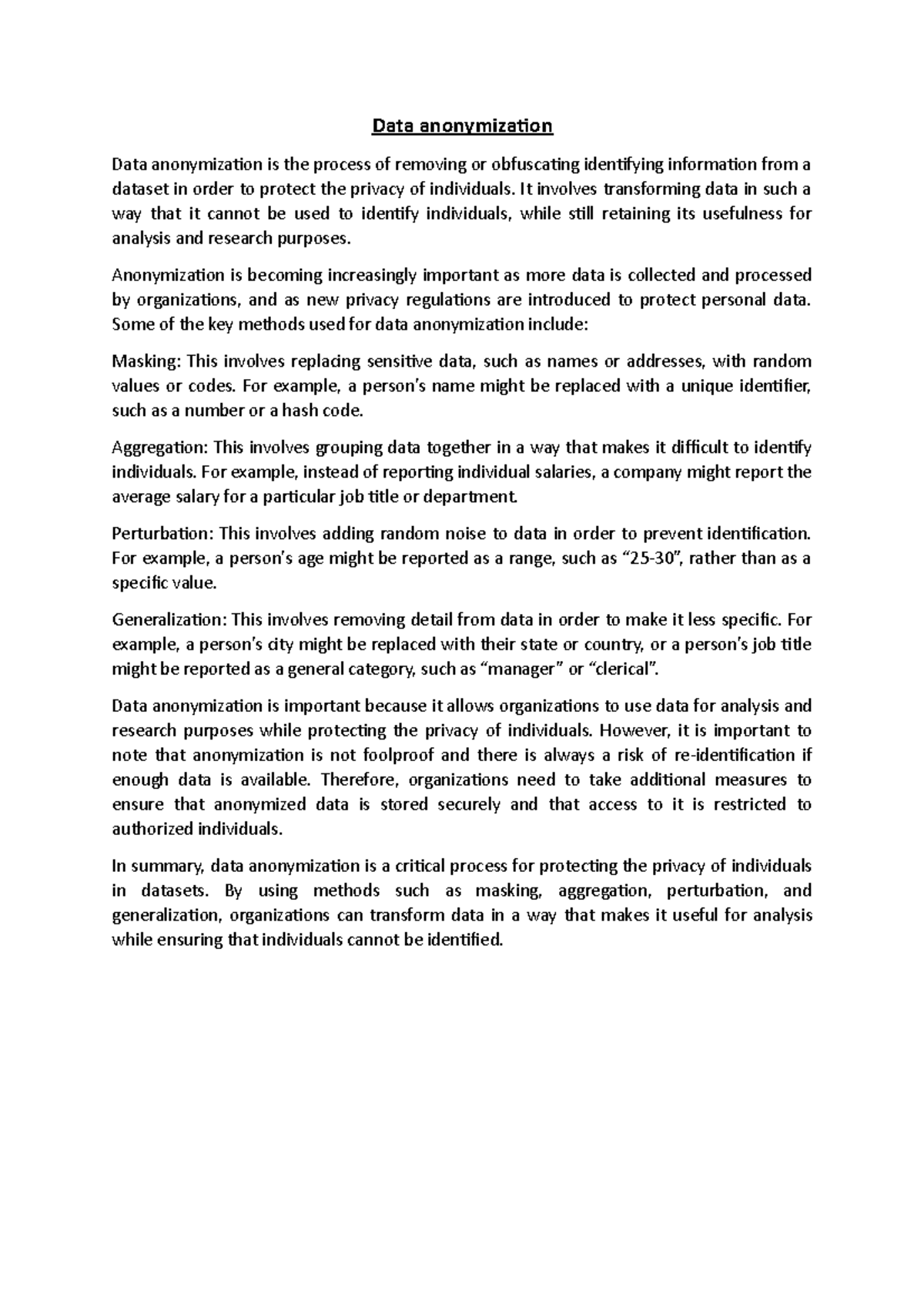 Data Anonymization Data Anonymization Data Anonymization Is The