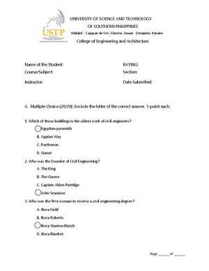 Lesson 1, 3 and 4 - CE111 - CIVIL ENGINEERING ORIENTATION Instructor ...