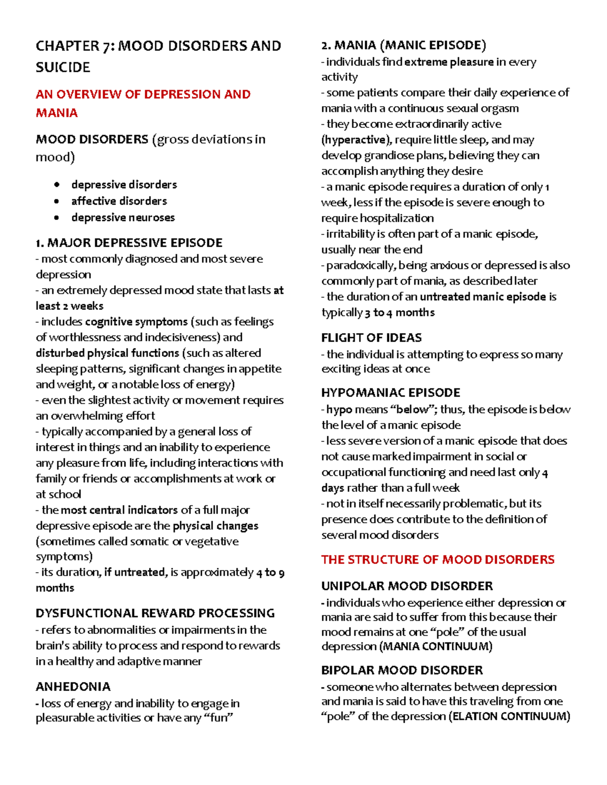 Mood Disorders and Suicide - CHAPTER 7: MOOD DISORDERS AND SUICIDE AN ...