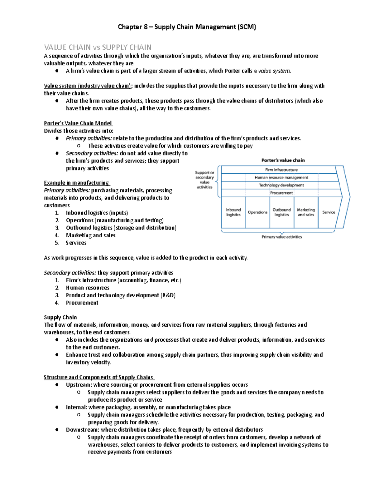 Chapter 8 - Lecture notes - Chapter 8 – Supply Chain Management (SCM ...