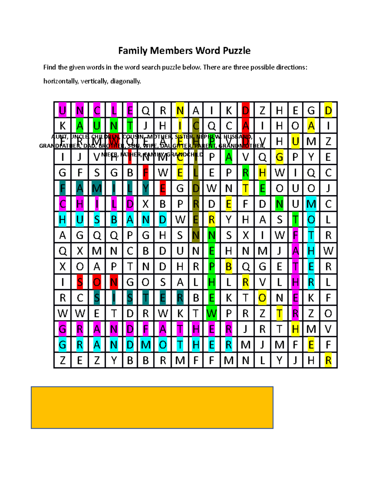 Gutiérrez Karen Family members Word puzzle - Family Members Word Puzzle ...