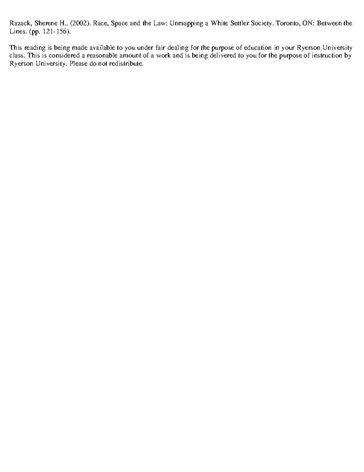 Pamela George - rev - Razack, Sherene H.. (2002). Race, Space and the ...