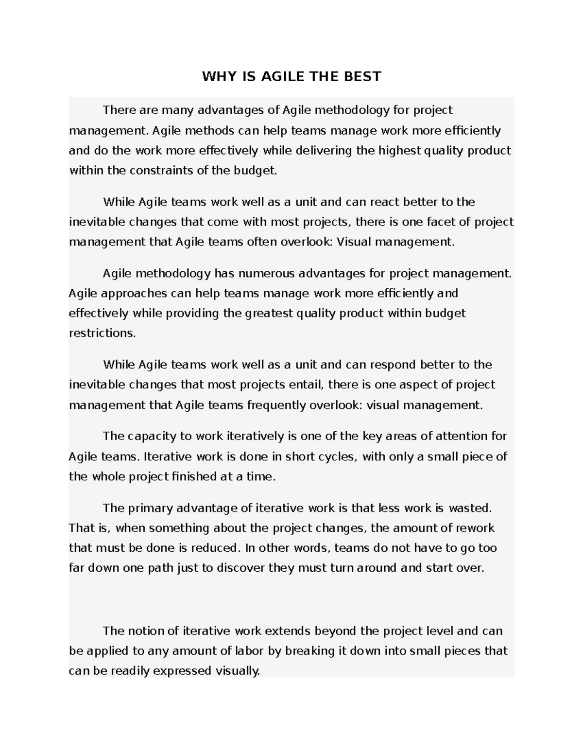 Why is AGILE the best - WHY IS AGILE THE BEST There are many advantages ...