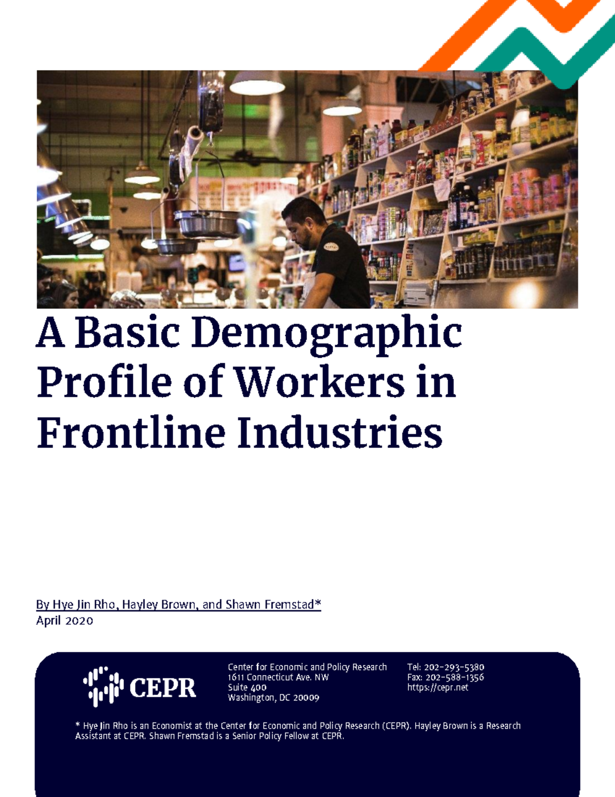 2020 04 Frontline Workers - A Basic Demographic Profile of Workers in ...
