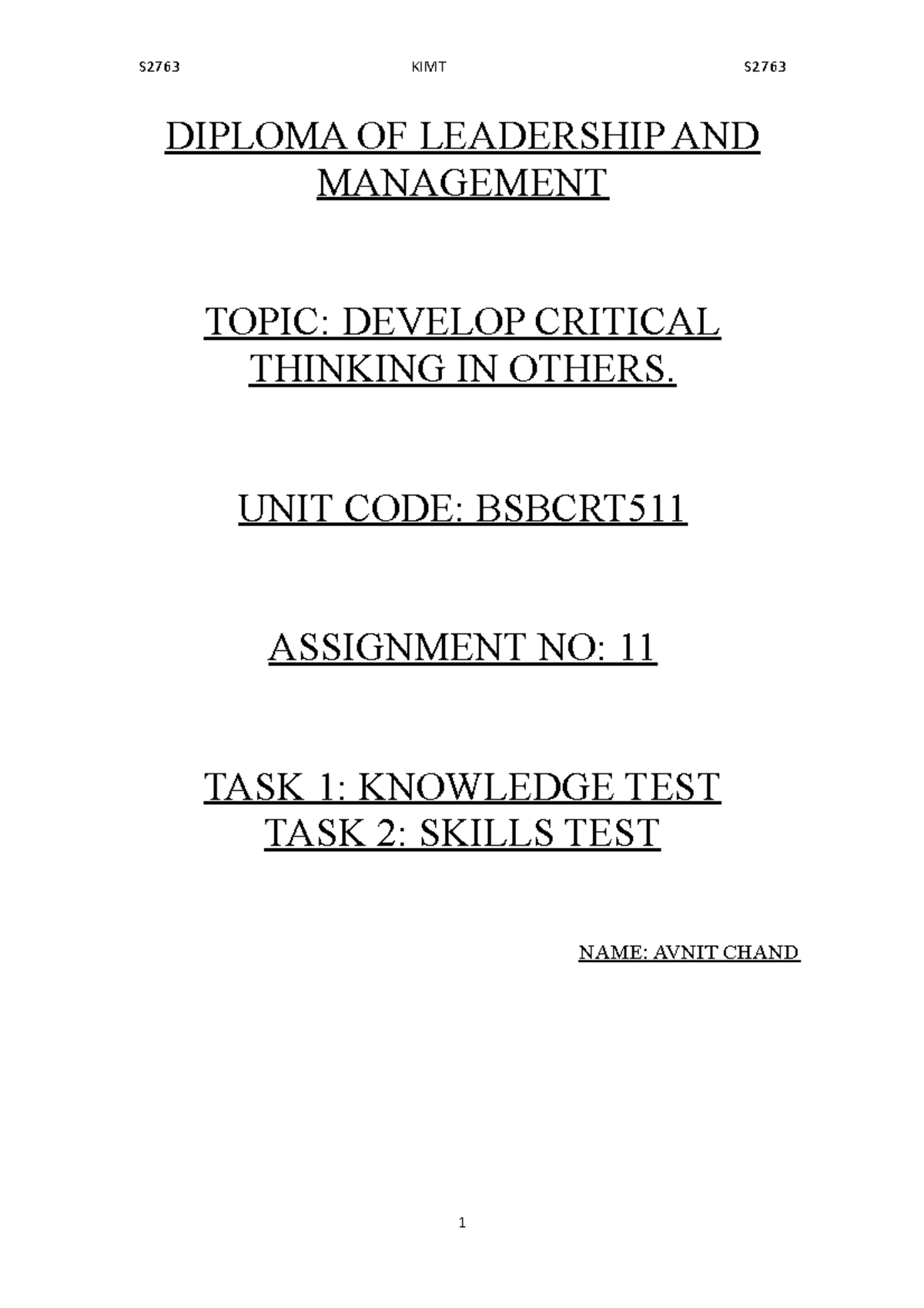Assessment task 11 - Answers - DIPLOMA OF LEADERSHIP AND MANAGEMENT ...