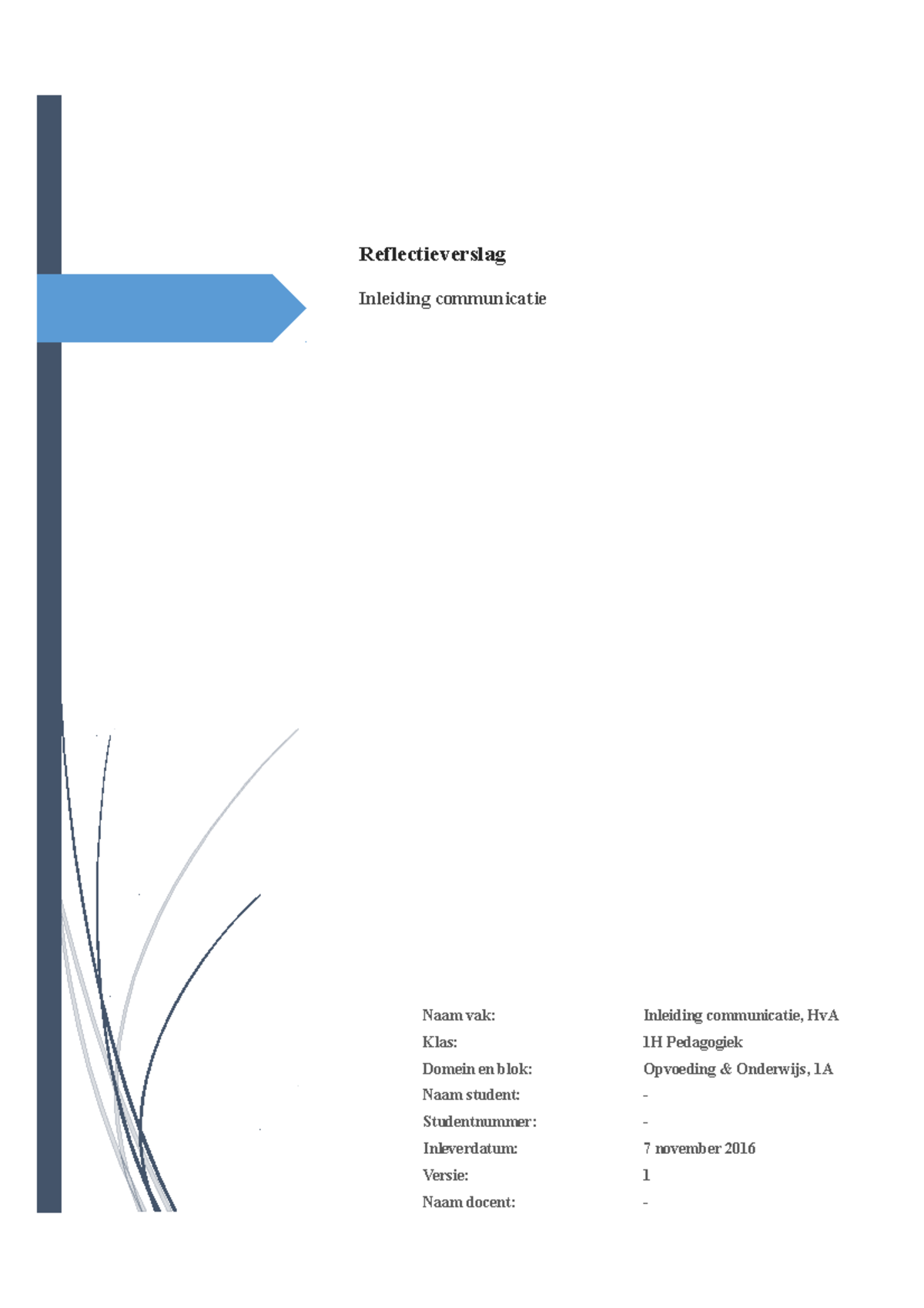 Verslag Inleiding communicatie 7 november 2016 voorbeeld versie ...