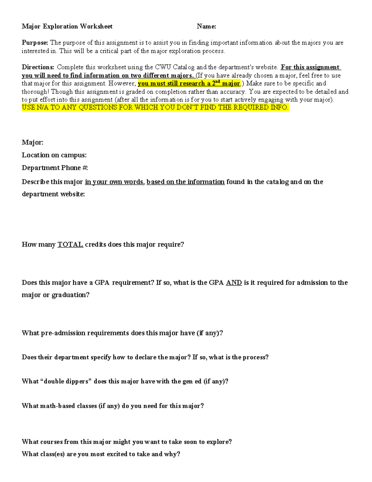 Major Exploration Worksheet Updated 2.16.21-1 - Tagged - Major ...