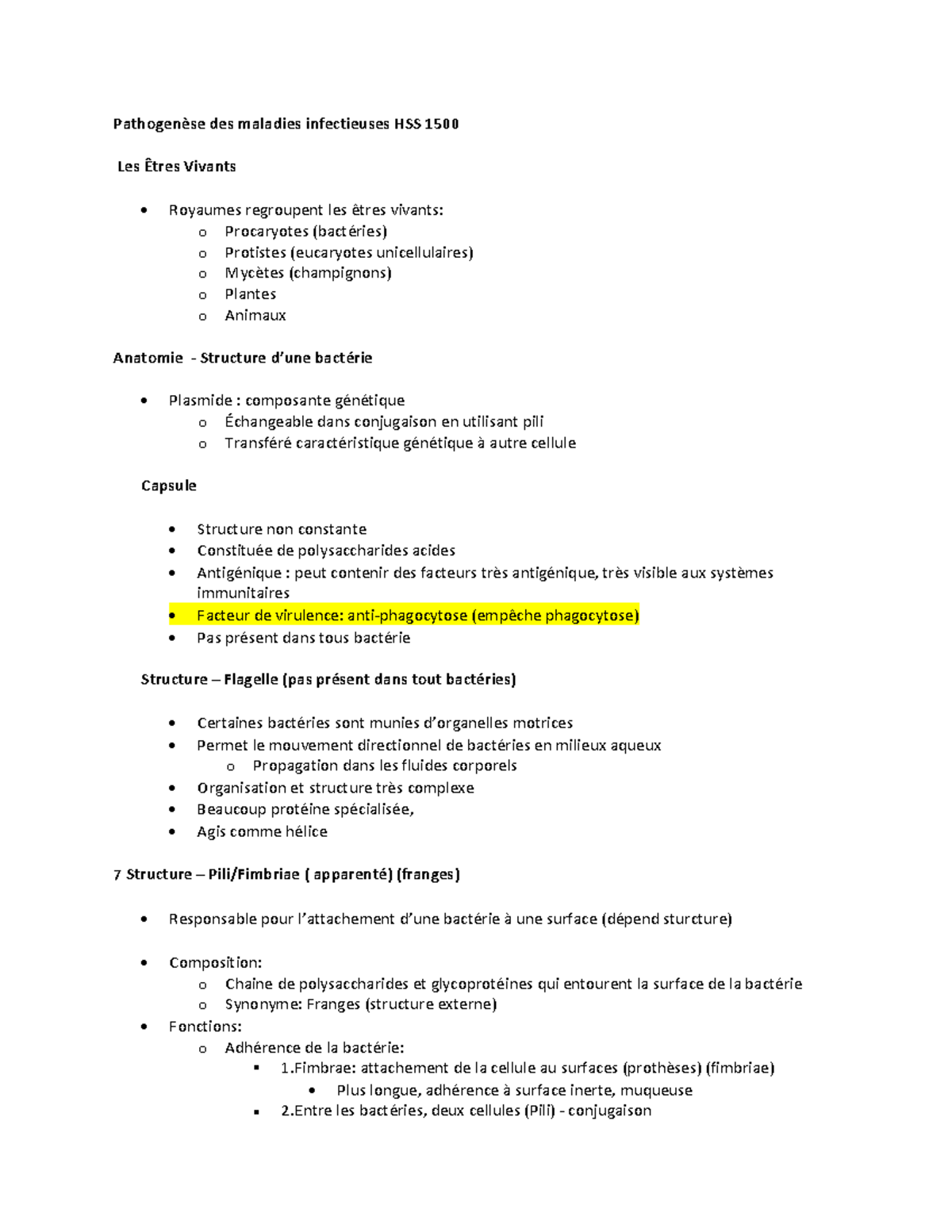 HSS 1500lecture 2 - Pathogenèse des maladies infectieuses HSS 1500 Les ...