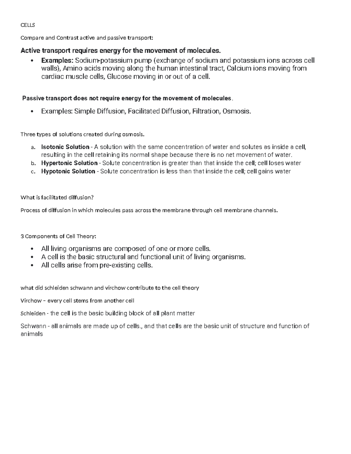 Etienne Biology study - Cells, Cell Theory, Diffusion, Solutions, Cell ...