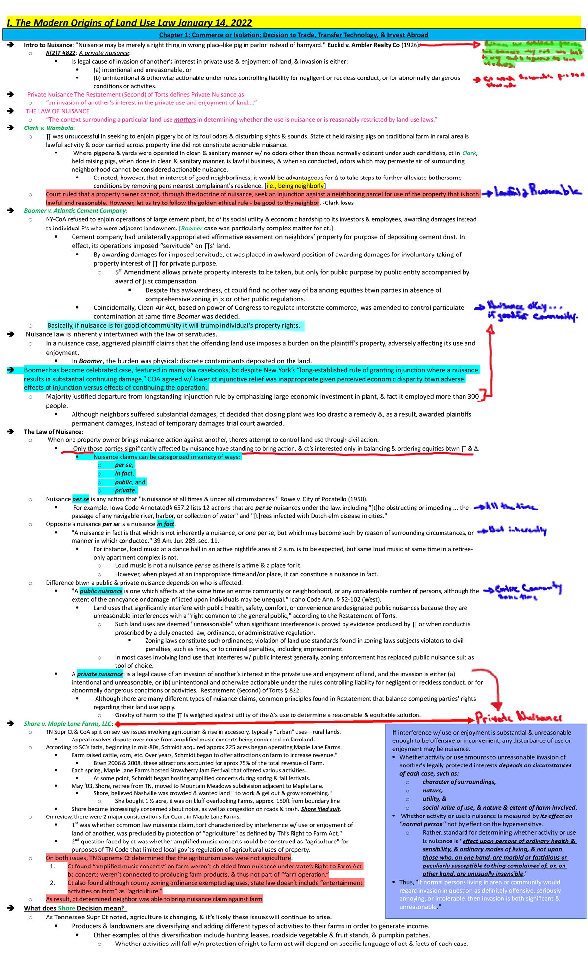 58. Notes - Law school outline - I. The Modern Origins of Land Use Law ...