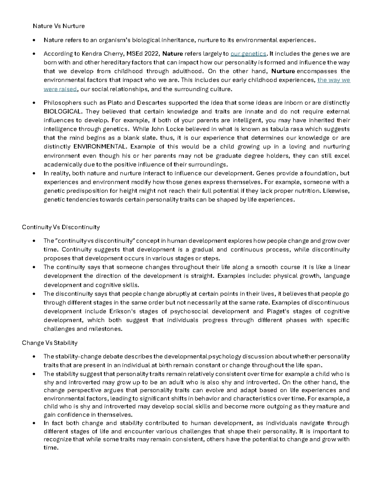Adolescence nature vs nurture, discontinuity vs continuity and ...