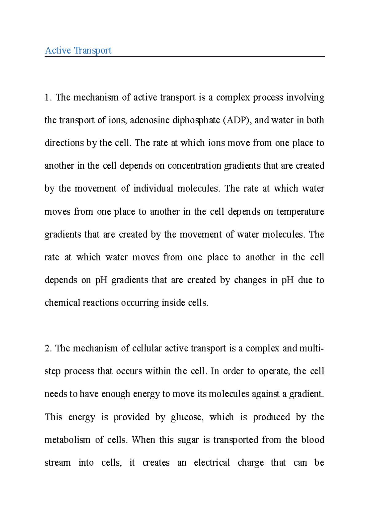 Active Transport - study - Active Transport The mechanism of active ...